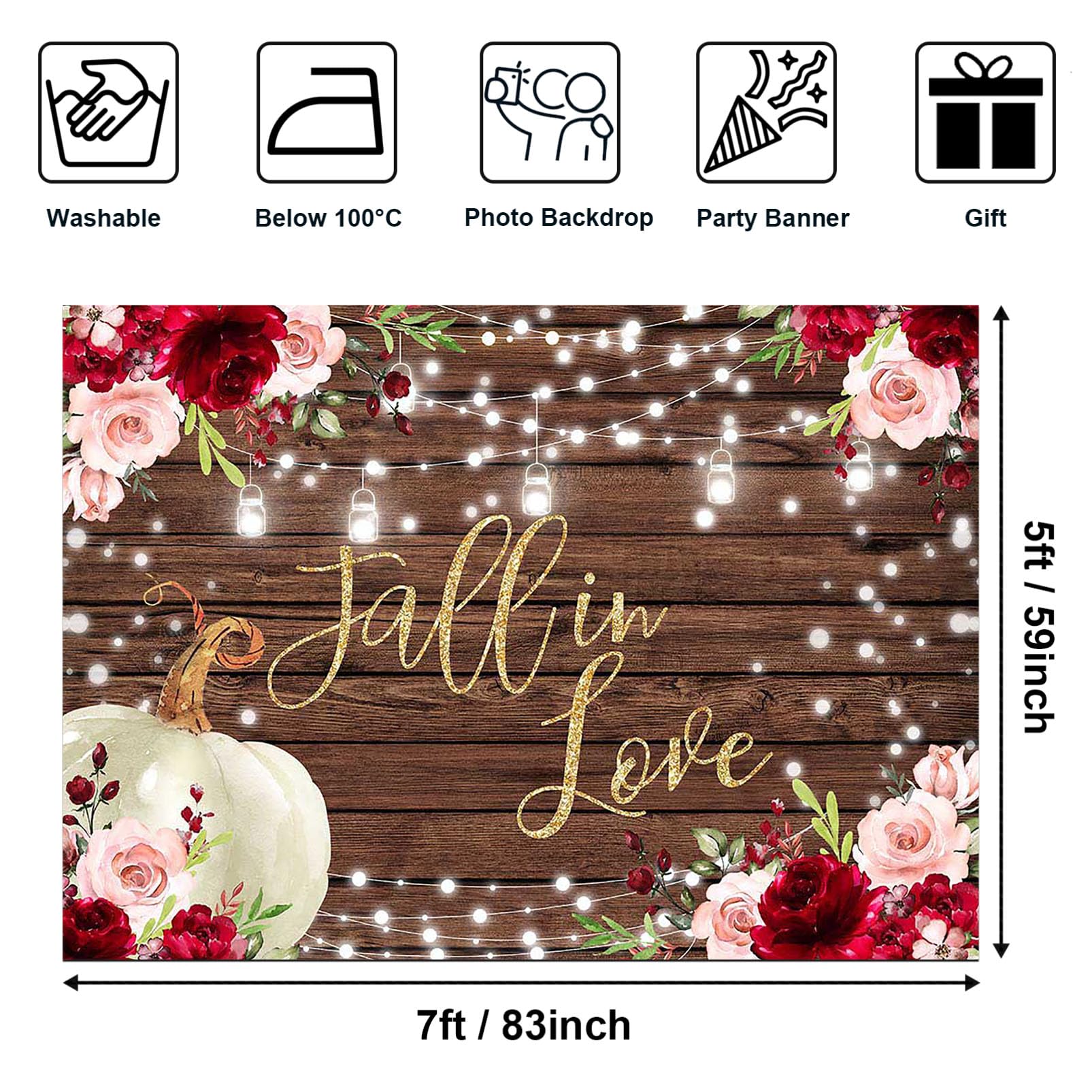 Avezano Bridal Shower Backdrop Rustic Fall Bridal Shower Decorations Fall in Love Backdrop Engagement Wedding Party Decor Wedding Backdrops for Reception 7x5ft