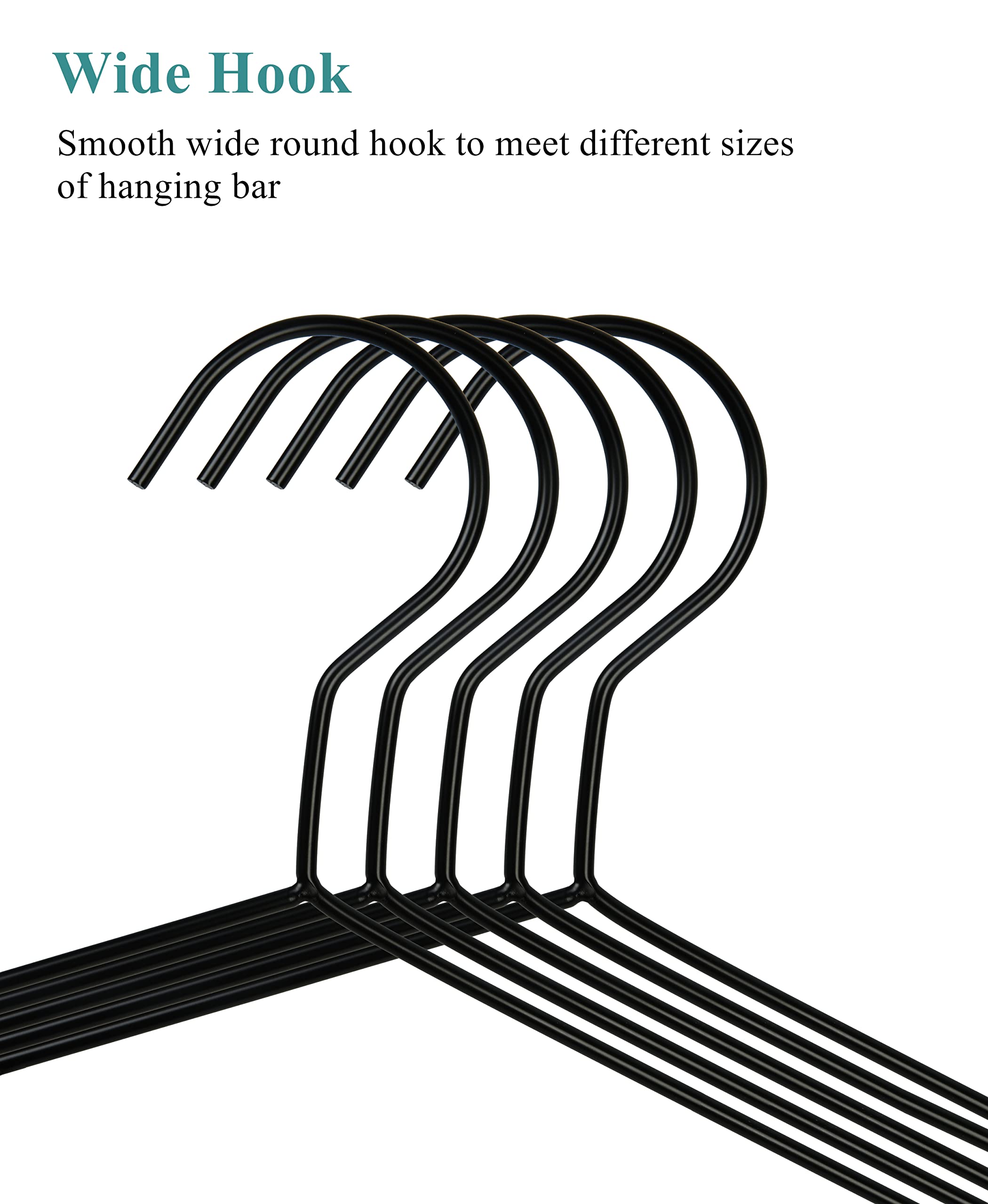 SYNHOZZ 16.5" Heavy Duty Matte Black Metal Hangers 20 Pack, Wire Black Clothes Hangers for Coat Suit, Shirts, Dress, Pants，Camisole Wedding Dress (Black, 20Pack)
