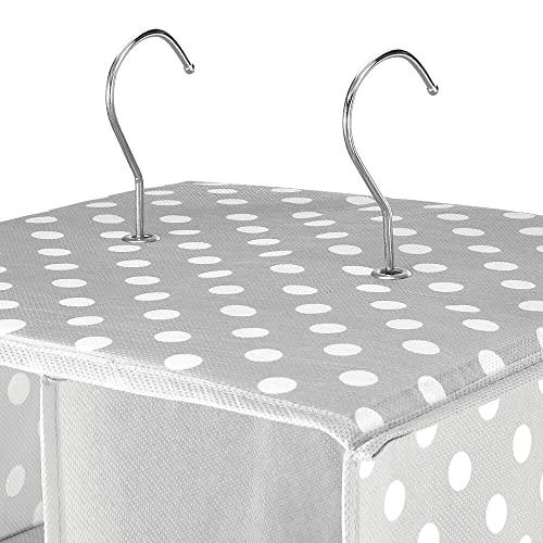 mDesign Soft Fabric Over Closet Rod Hanging Storage Organizer with 20 Shelves for Baby Room or Nursery - Tiered Hanging Organizers - Polka Dot Print - Gray/White