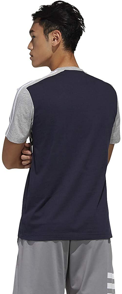 adidas Men’s Essential Colorblock Tee, Medium Grey Heather/Legend Ink/White, Medium