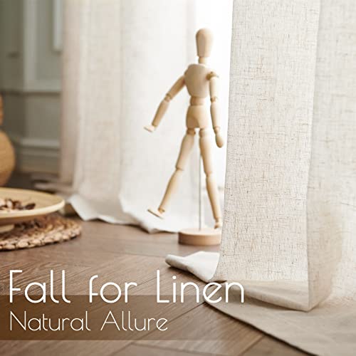 jinchan Linen Beige Curtains 84 Inch Long for Living Room Bedroom Farmhouse Grommet Top Light Filtering Window Drapes 50x84 Crude 2 Panels