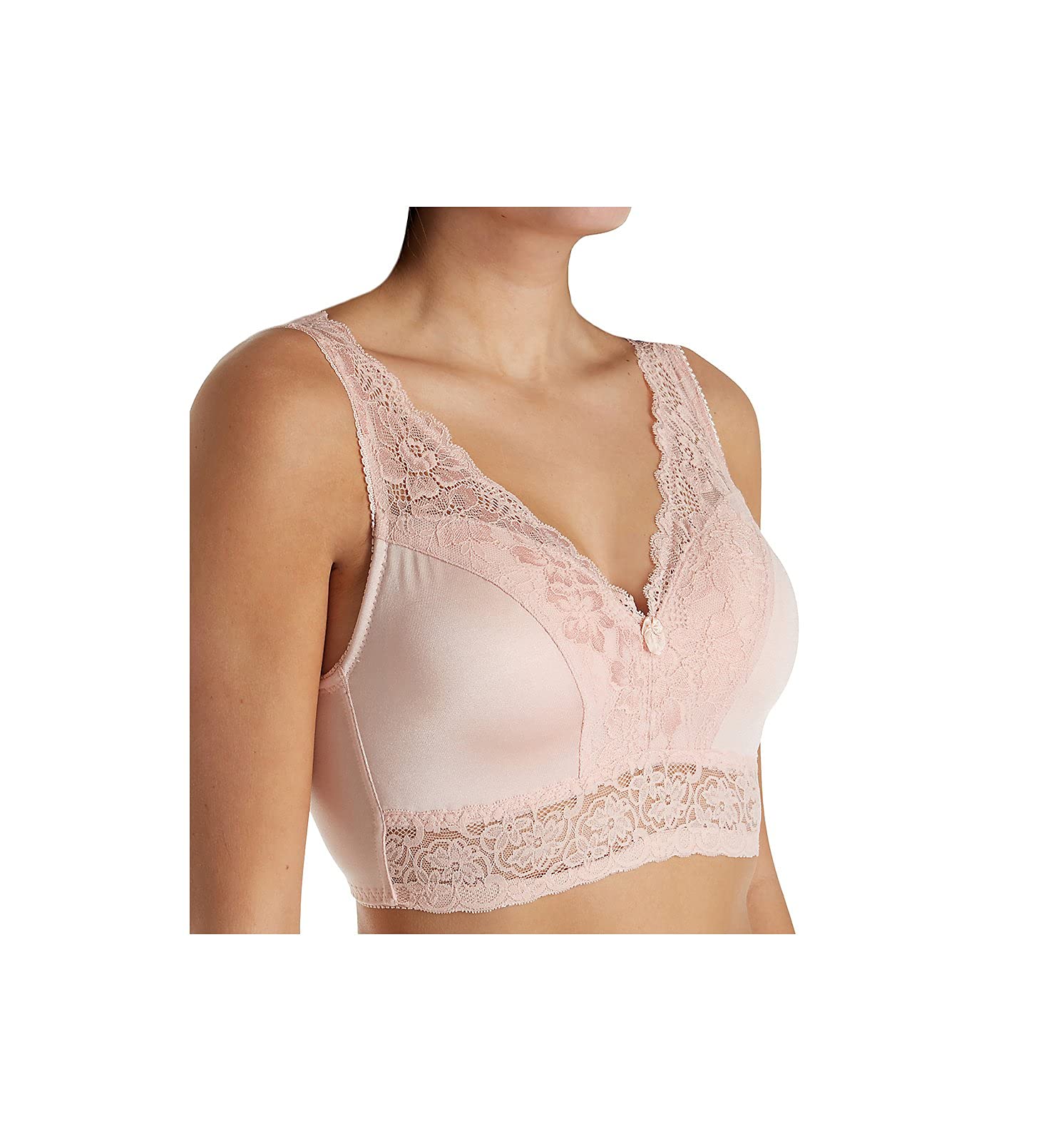Ahh By Rhonda Shear Women's Pin-Up Lace Leisure Bra with Removable Pads, Blush, Large