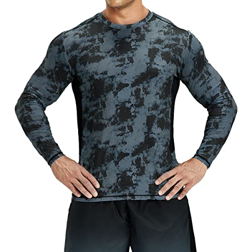 ADOREISM Men's UPF 50+ Sun Protection Long Sleeve Rash Guard Quick-Dry Fishing Hiking Shirts (Black,S)