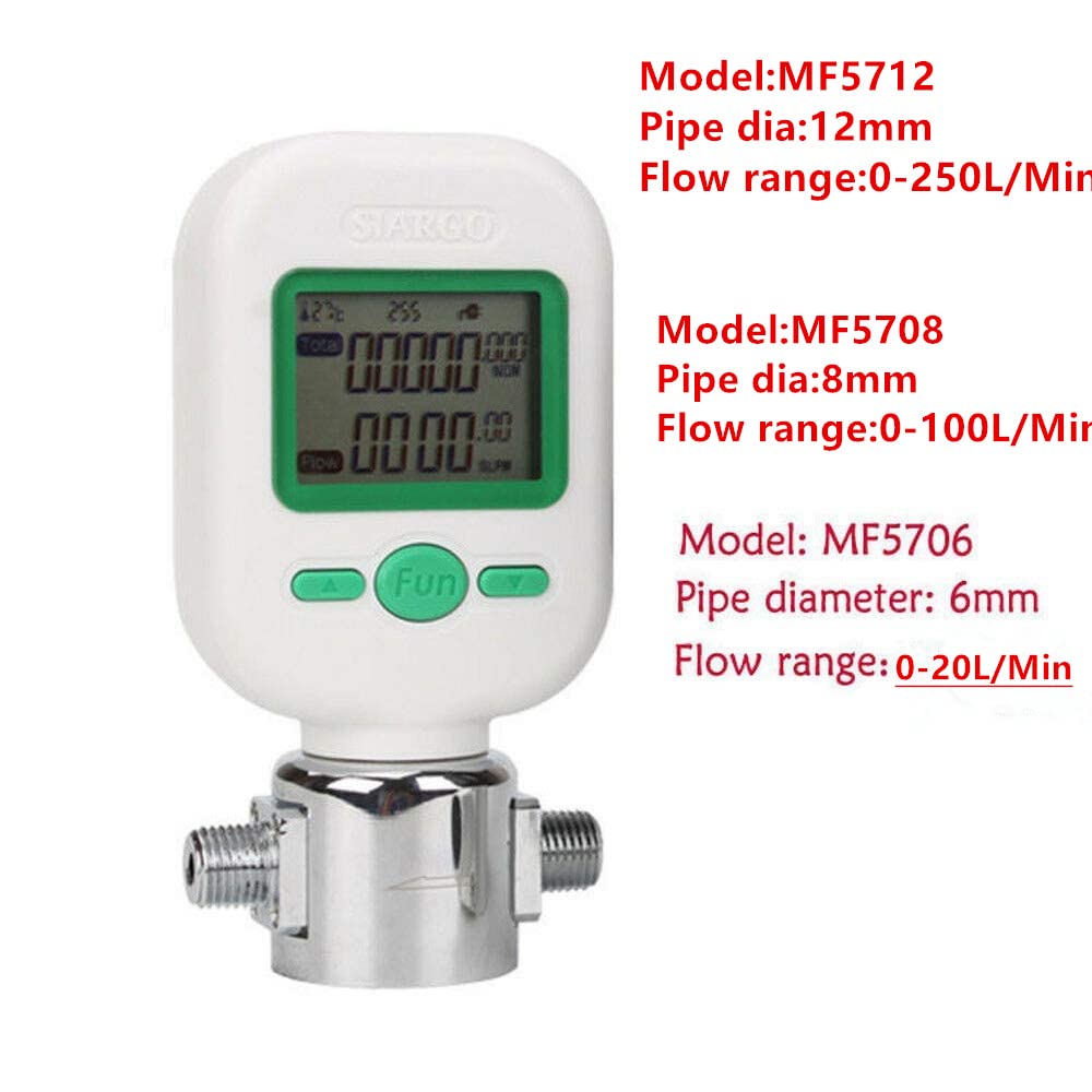 cjc Digital Gas Flow Meter Tester, Portable Gas Mass Air Nitrogen Oxygen Flow Rate Meter (MF5706 (0-20L/min))