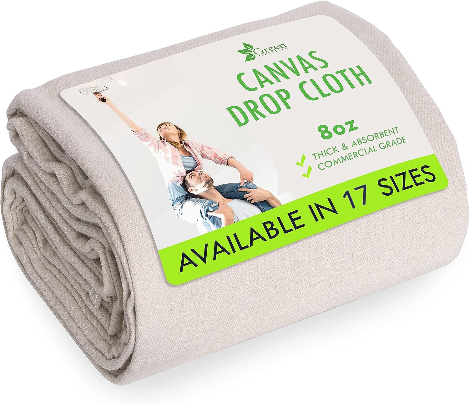 All Purpose Canvas Drop Cloth - Canvas Tarp, Canvas Fabric Drop Cloth Curtains, Drop Cloth for Painting, Floor & Furniture Protection, Painters Drop Cloth, Paint Drop Cloth (Canvas Sheet 4x50)