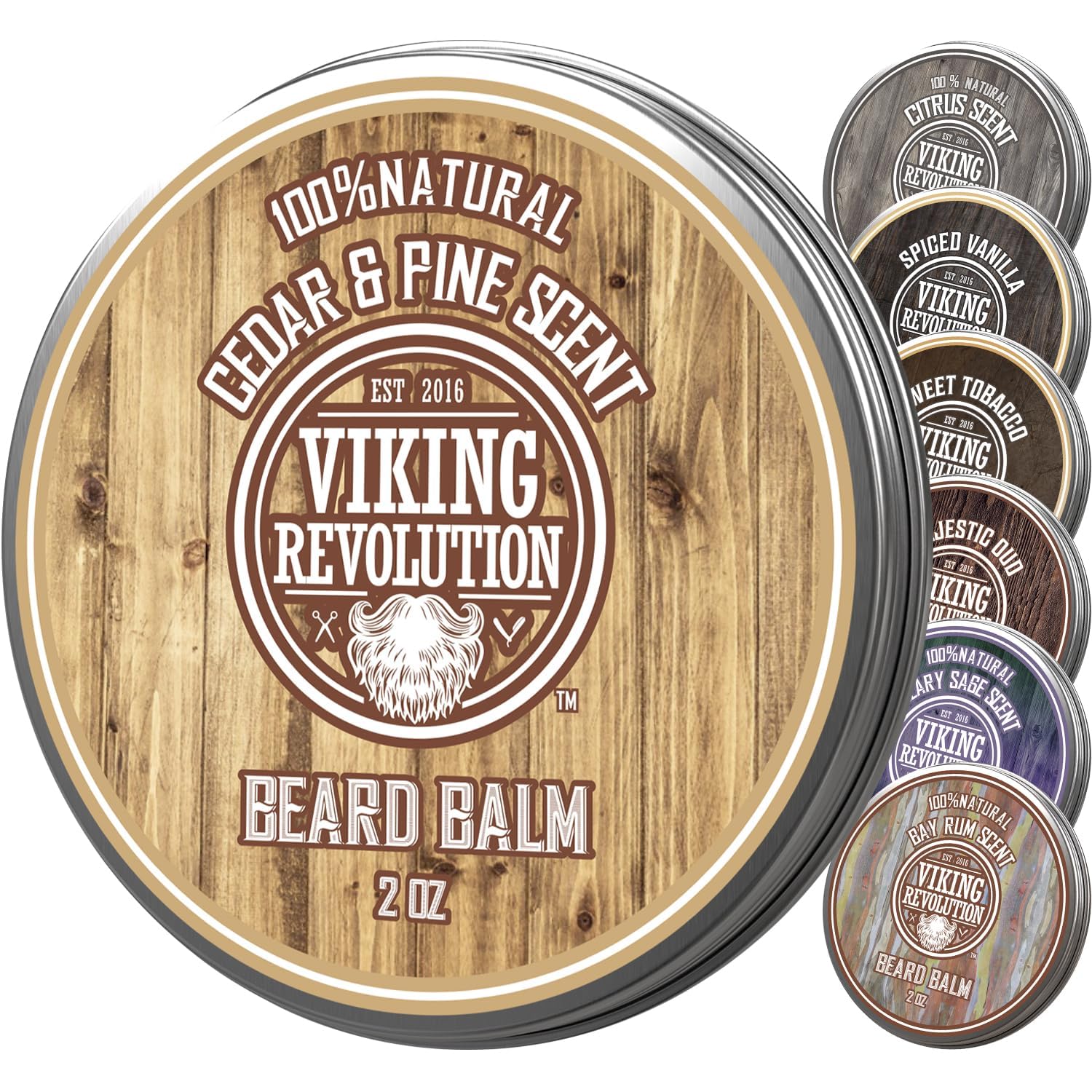 Viking Revolution Cedar and Pine Beard Balm - Beard Butter with Argan Oil, Beard Softener for Men with Jojoba Oil - Beard Moisturizer for Men with Beeswax - Beard Wax for Men (2oz, 1 Pack)