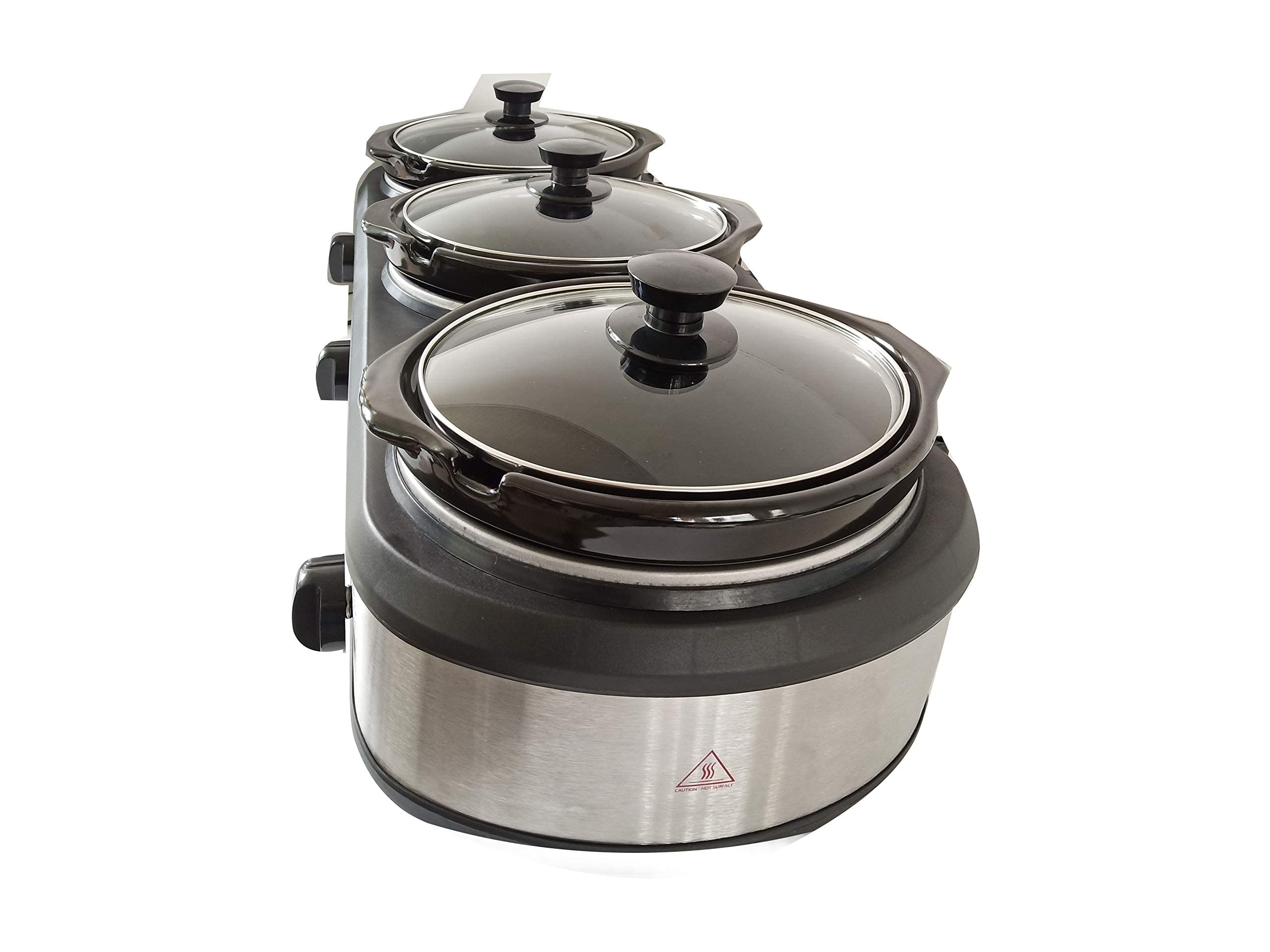 FRIGIDAIRE ESC3105-SS, Slow Cooker, Buffet Server 3 Pot, Food Warmer - Stainless (Renewed)