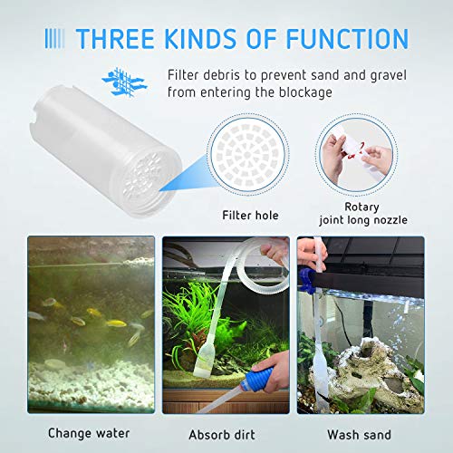 VIVOSUN Aquarium Gravel Cleaner Siphon Fish Tank Vacuum Cleaner with Fishing Net Long Nozzle Water Flow Controller - BPA Free