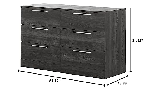 South Shore Step One Essential 6-Drawer Double Dresser, Gray Oak