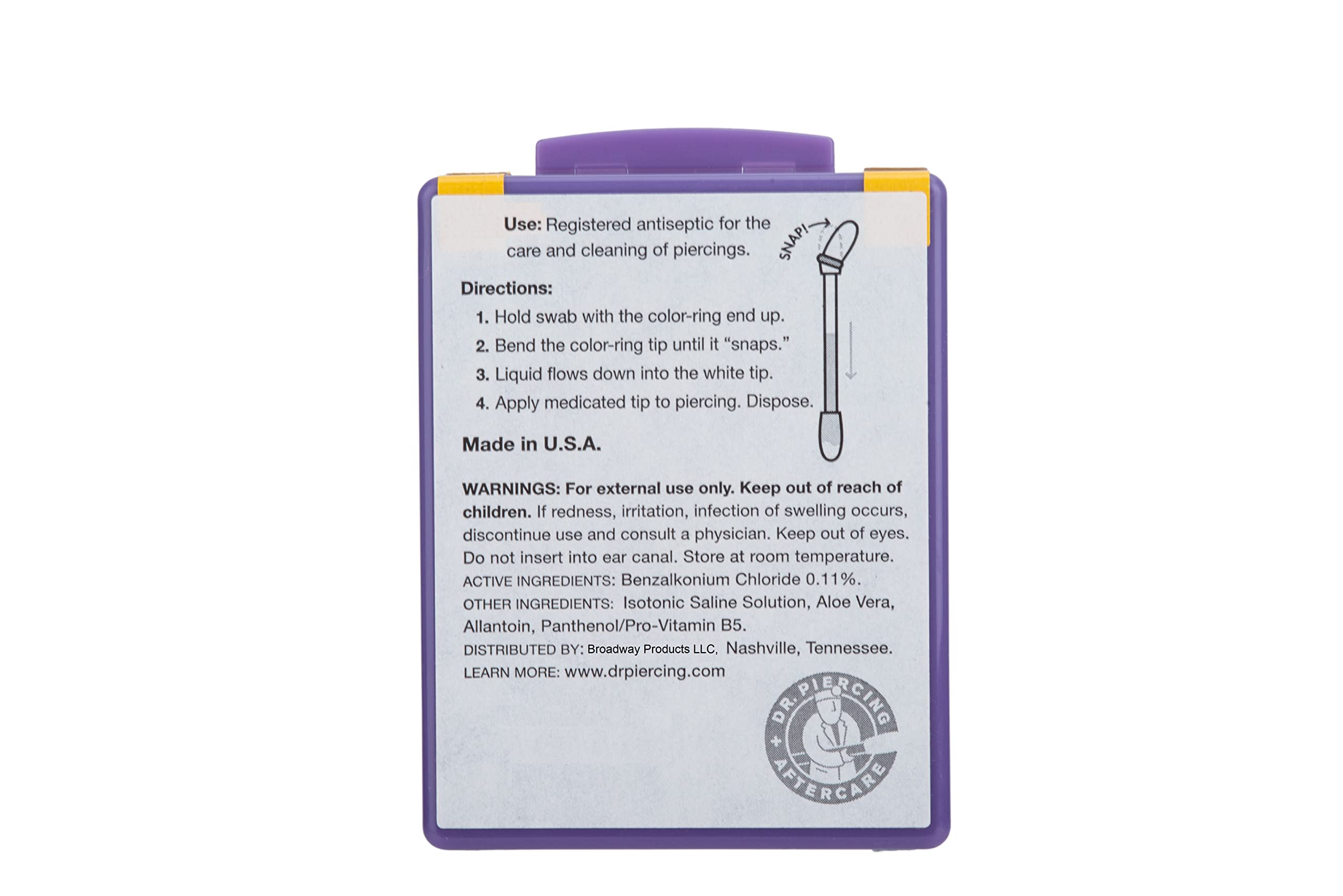 Dr. Piercing Aftercare Swabs – Piercing Bump Saline Solution for Cleansing Earring, Nose, Belly, and Ear Piercings – Gentle Saline Wash for a Refreshing Experience – 36 Easy-to-Use Swabs (1-Pack)