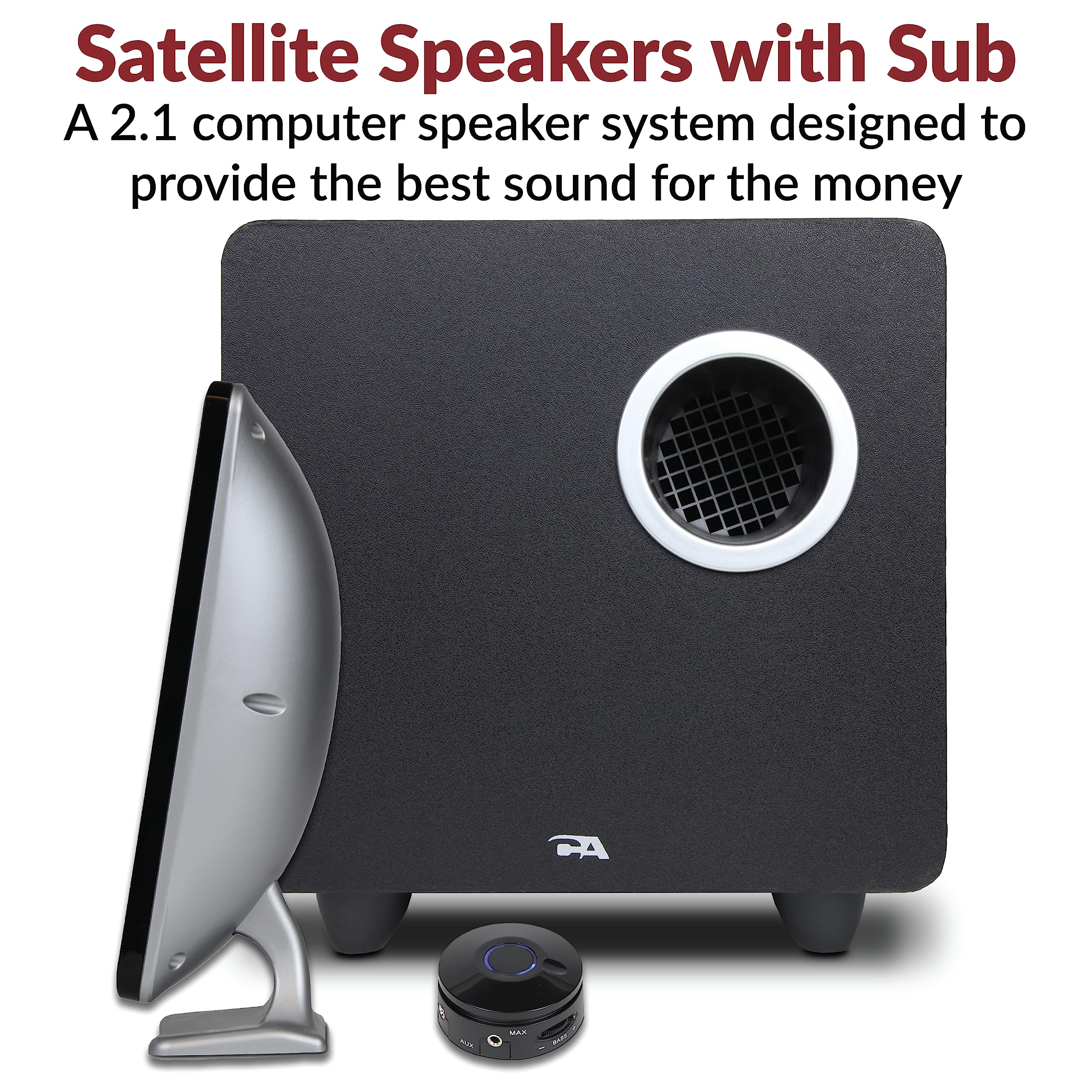 Cyber Acoustics CA-3610 2.1 Multimedia Speaker System with Subwoofer, Perfect Computer Speakers for PC or Mac, Great for Music, Movies, and Gaming