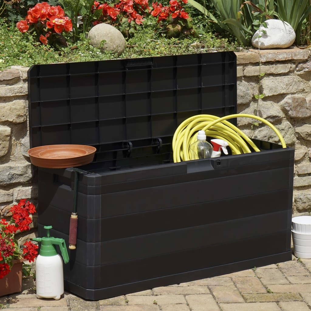 vidaXL Outdoor Storage, Deck Box with Lid, Patio Cabinet, Storage Chest for Outdoor Cushions Throw Pillows Garden Tools Pool Supplies, Black