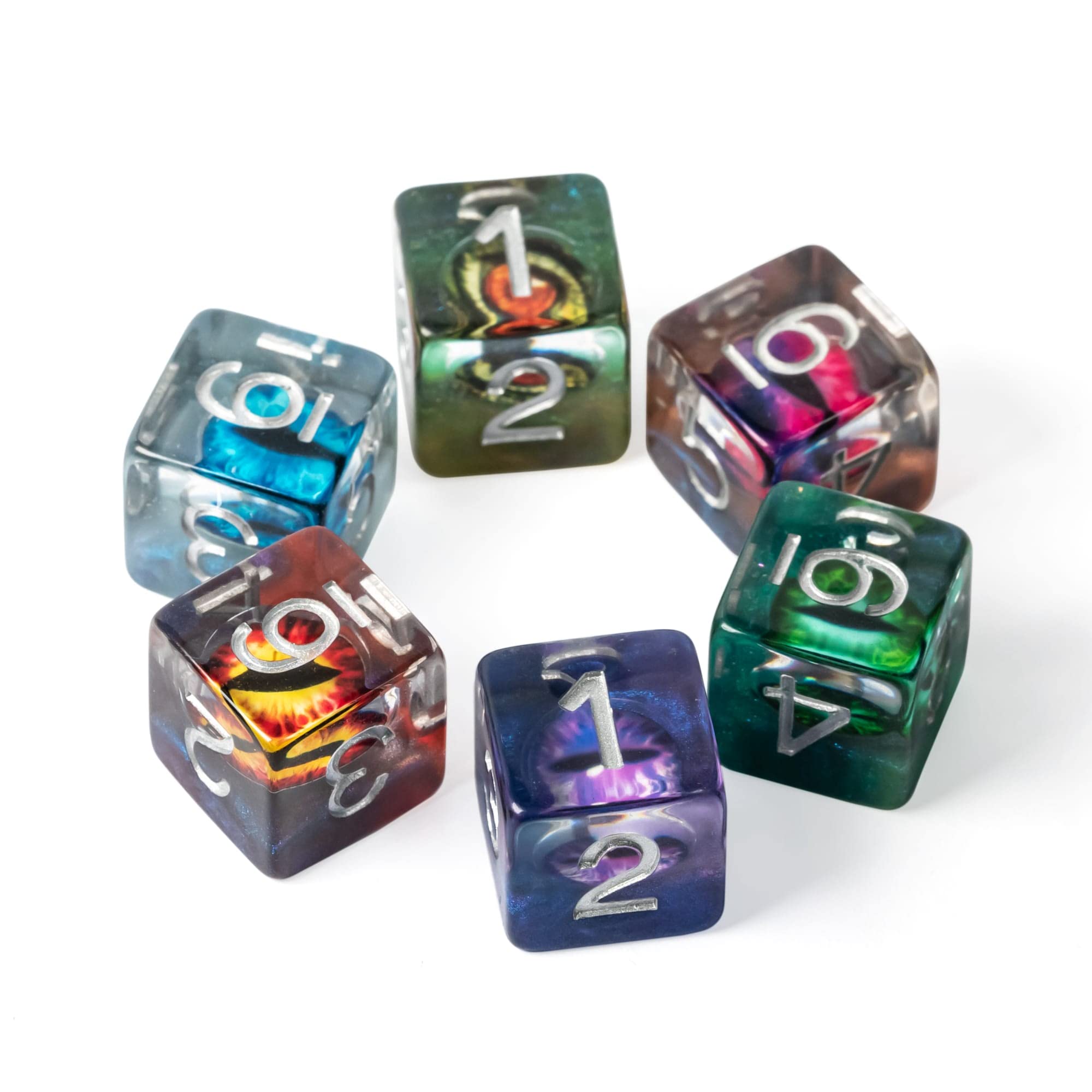 Cusdie 7-Die DND Dice, Polyhedral Dice Set Filled with Eyeball, for Role Playing Game Dungeons and Dragons D&D Dice MTG Pathfinder (Purple Eyeball)