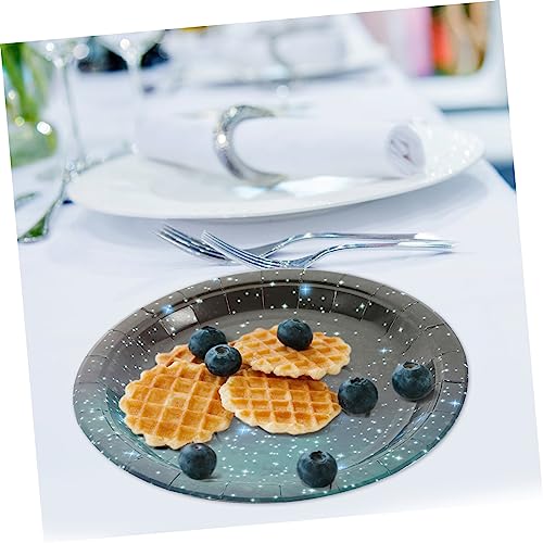 jojofuny 24 Set Space Tablecloth Kids Dinnerware Disposable Paper Plates Party Paper Plate Outer Space Party Decorations Star Plates Fork Paper Tray Tableware Tissue Blue Props Child Abs