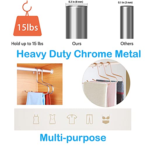 YUNAI 3Pcs Stainless Steel Pants Hangers, Open Ended Hangers, Jean Hangers, Strong Durable Anti-Slip Slacks Hangers for Space Saving.(Rose Gold)