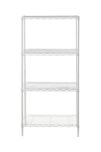Multi-use Shelving Unit 4-Tier Space-Saving Metal Shelving Storage Rack Heavy Duty Metal Shelf Organizer for Home Office Kitchen Bathroom Garage Closet Dormitory 21x13x43