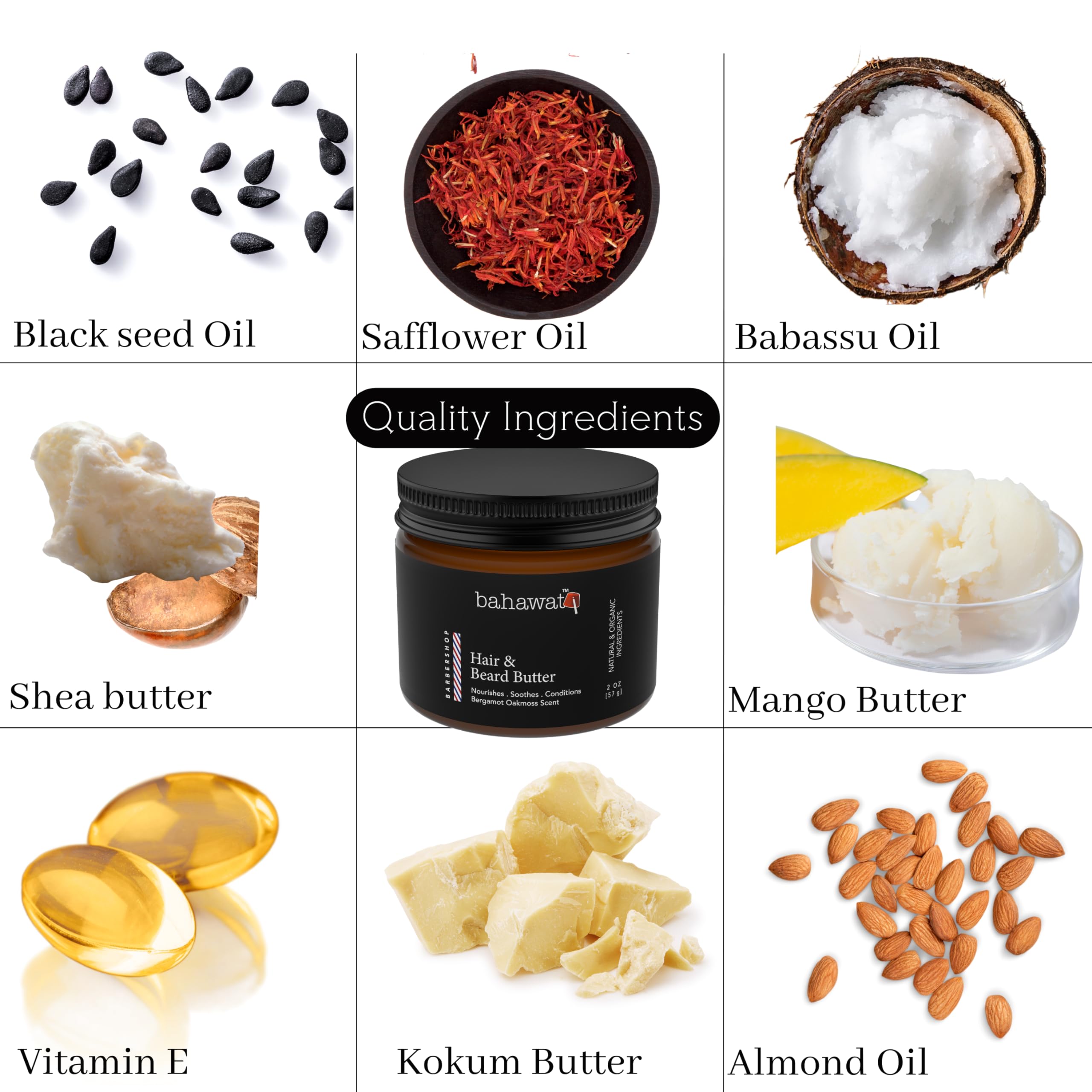 BAHAWAT Beard Butter for Men Leave-in Conditioner - herbal chamomile - Strengthen & Soften While Relieving Itch β Made in USA with 11 Organic, Natural Ingredients | The Best Beard Butter - 2 oz.