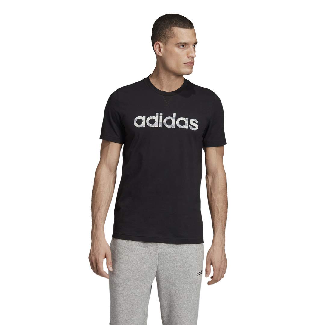 adidas mens Camo Linear Tee Black/White/Grey /Grey Small