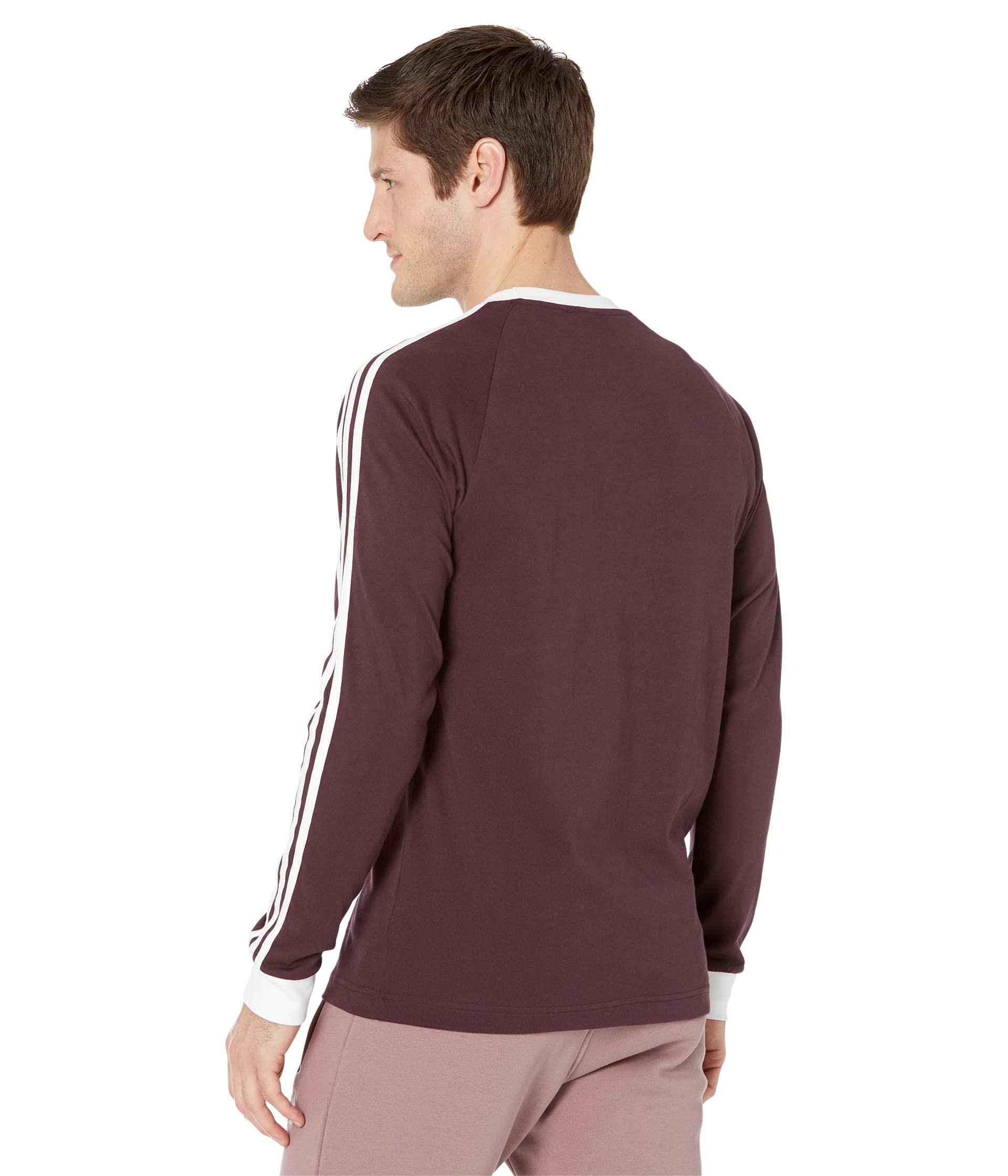 adidas Originals Men's Adicolor Classics 3-Stripes Long Sleeve Tee, Shadow Maroon, Small