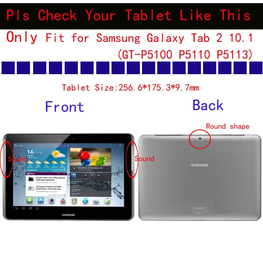 Kuesn Tab 2 10.1 gt-p5100 p5110 Cover case-Folio flip Book Cover case for Samsung Galaxy tab 2 10.1 Elastic Band Closure pu Leather Stand Cover (Black)
