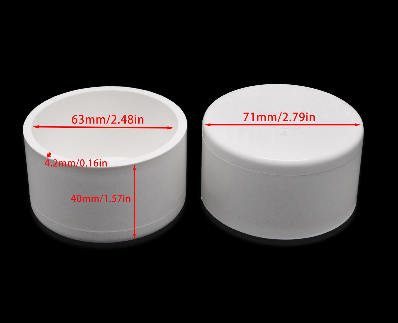 BENLIUDH PVC Pipe End Cap, White PVC Fittings Caps Furniture Grade 2 Inch (4pcs)