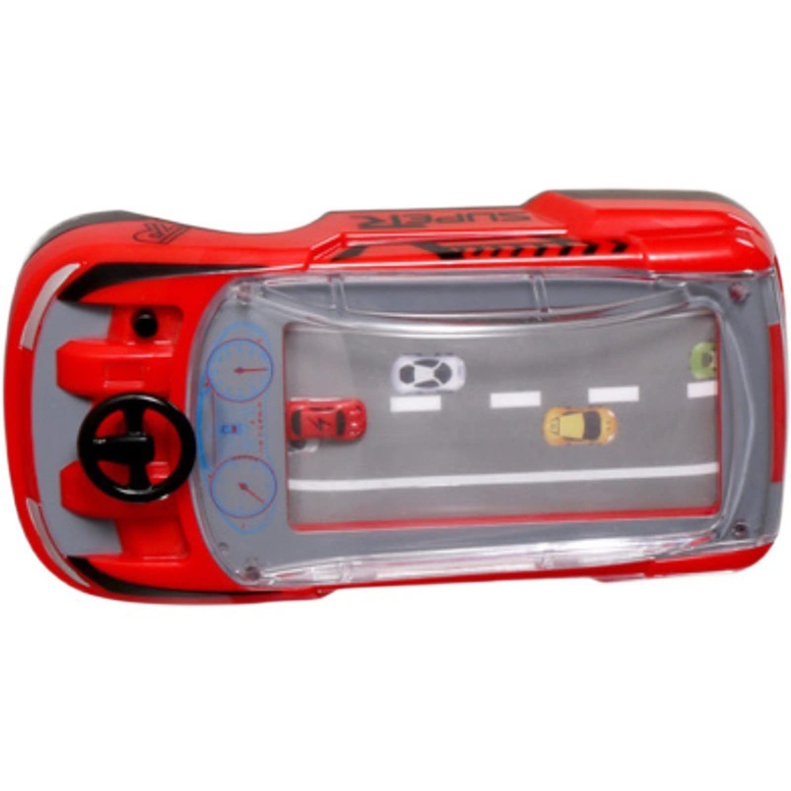 CYFG Hand-Held Portable Car Adventure Game Machine Speed, Children's Toy Manual Puzzle Simulation Racing Machine Steering Wheel (Red,1Pcs)