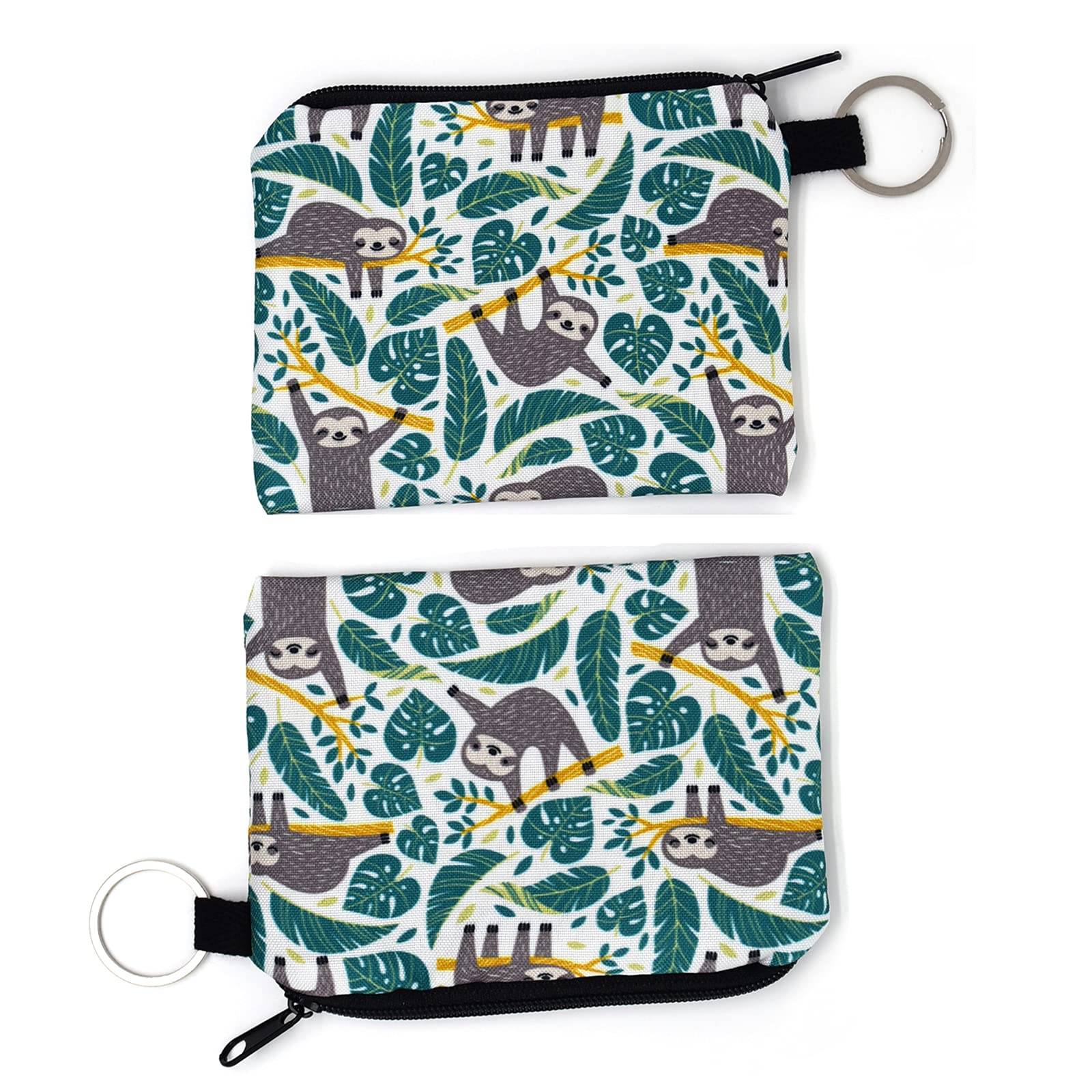 Cute Animal Sloth Coin Purses Water Resistant Mini Wallet Change Holders Credit Cards Key Storage Bag Coin Pouch(2Packs)