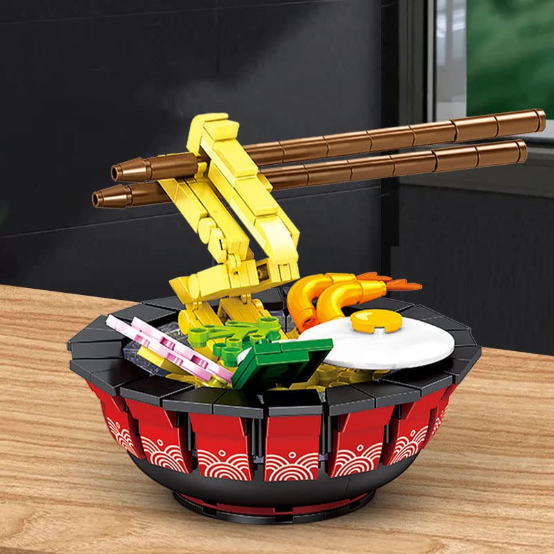 ANGFJ Ramen Building Kit,Japanese Food Lamian Noodles Building Blocks Model Set, Compatible with Main Brand Blocks (372 PCS)