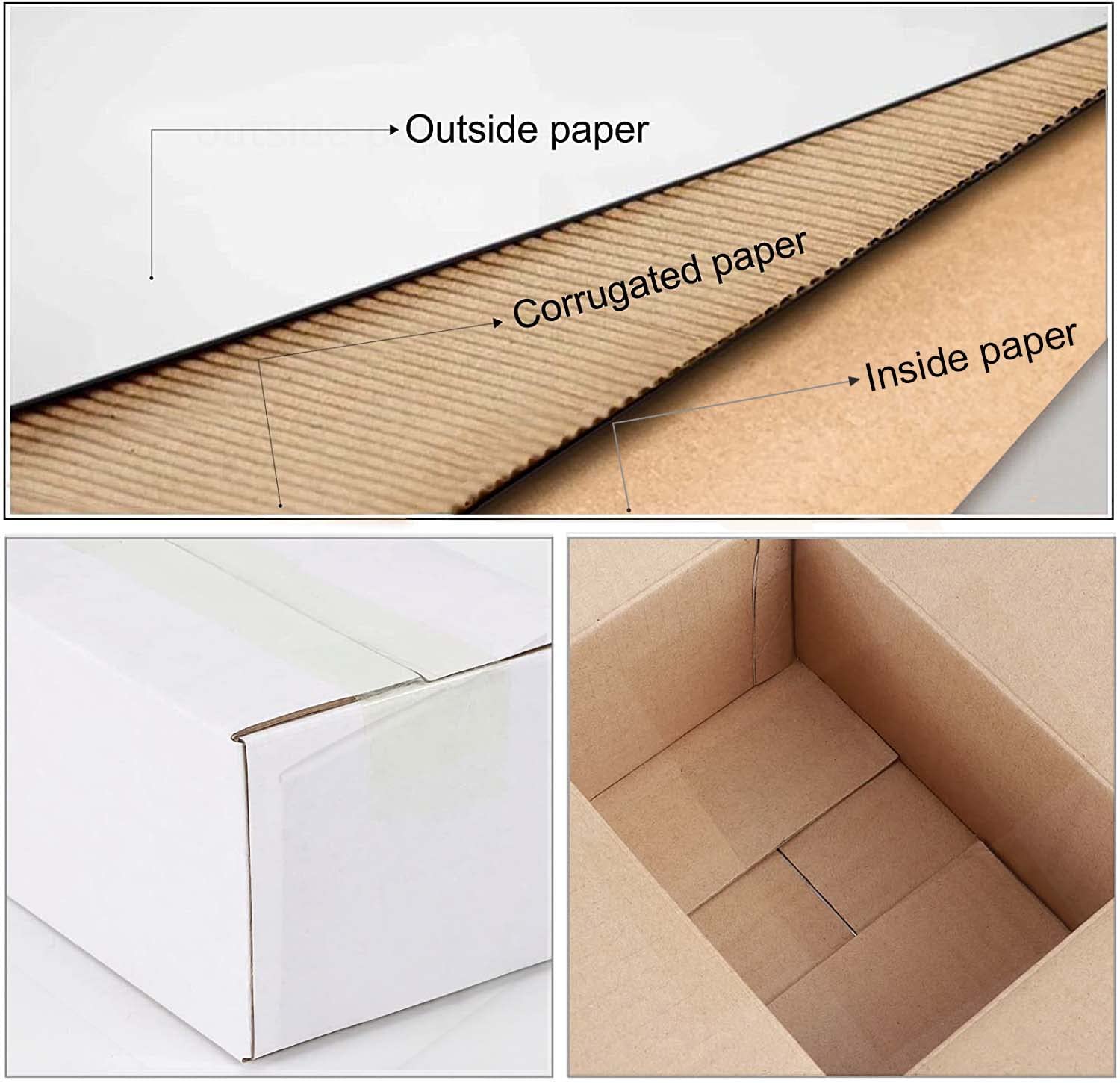 Calenzana 7x5x4 Inches Shipping Boxes Pack of 25, White Cardboard Corrugated Box for Mailing Packing and Storage