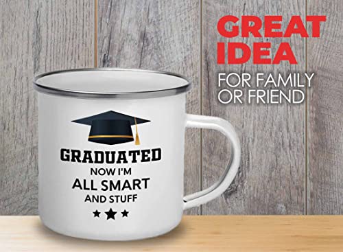 Flairy Land Graduation Camper Mug 12oz - All Smart and Stuff - Graduation Gifts for Her Senior Graduation College Student College Graduate Classmate MBA Grad