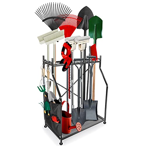 SPIDERCAMP Garden Tool Organizer,Garage Organization for Shed Garden,Garage Tool Organizer,Garage Storage Organization Rack,Shed Organizer,Yard Tool Organizer for Garage with Wheels