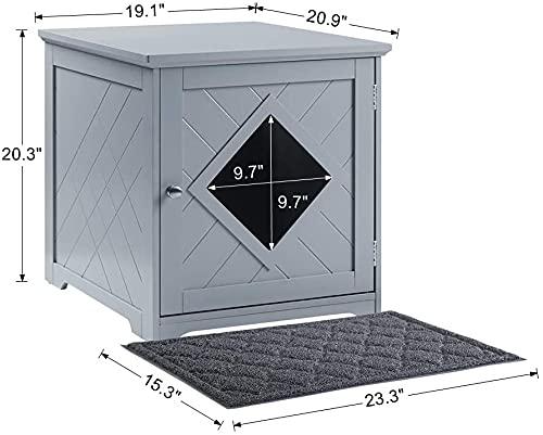 unipaws Cat Litter Box Enclosure with Mat, Privacy Cat Washroom, Litter Box Hidden, Pet Crate with Sturdy Wooden Structure, Cat House Nightstand