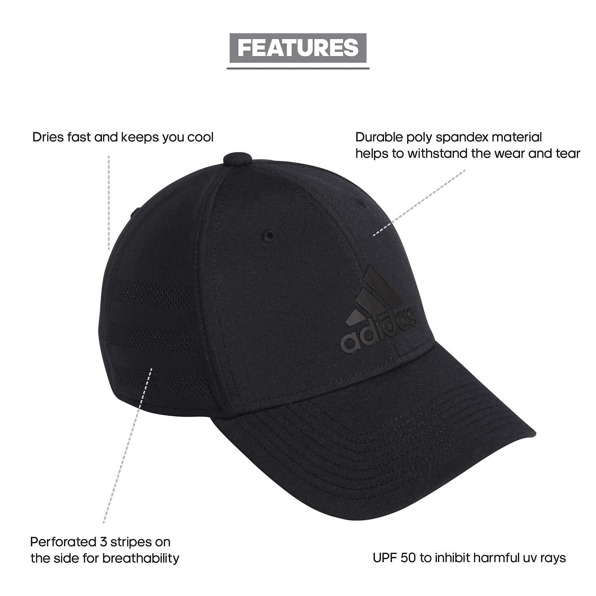 adidas mens Gameday 3 Structured Stretch Fit Baseball Cap, Black, Large-X-Large US