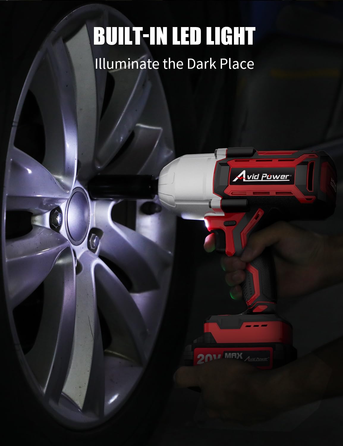 AVID POWER Brushless High Torque 1/2" Impact Wrench w/Max Torque 738ft-lbs (1000N.m), 20V Cordless Impact Gun w/ 4.0A Li-ion Battery, 4 Pcs Impact Sockets, Fast Charger