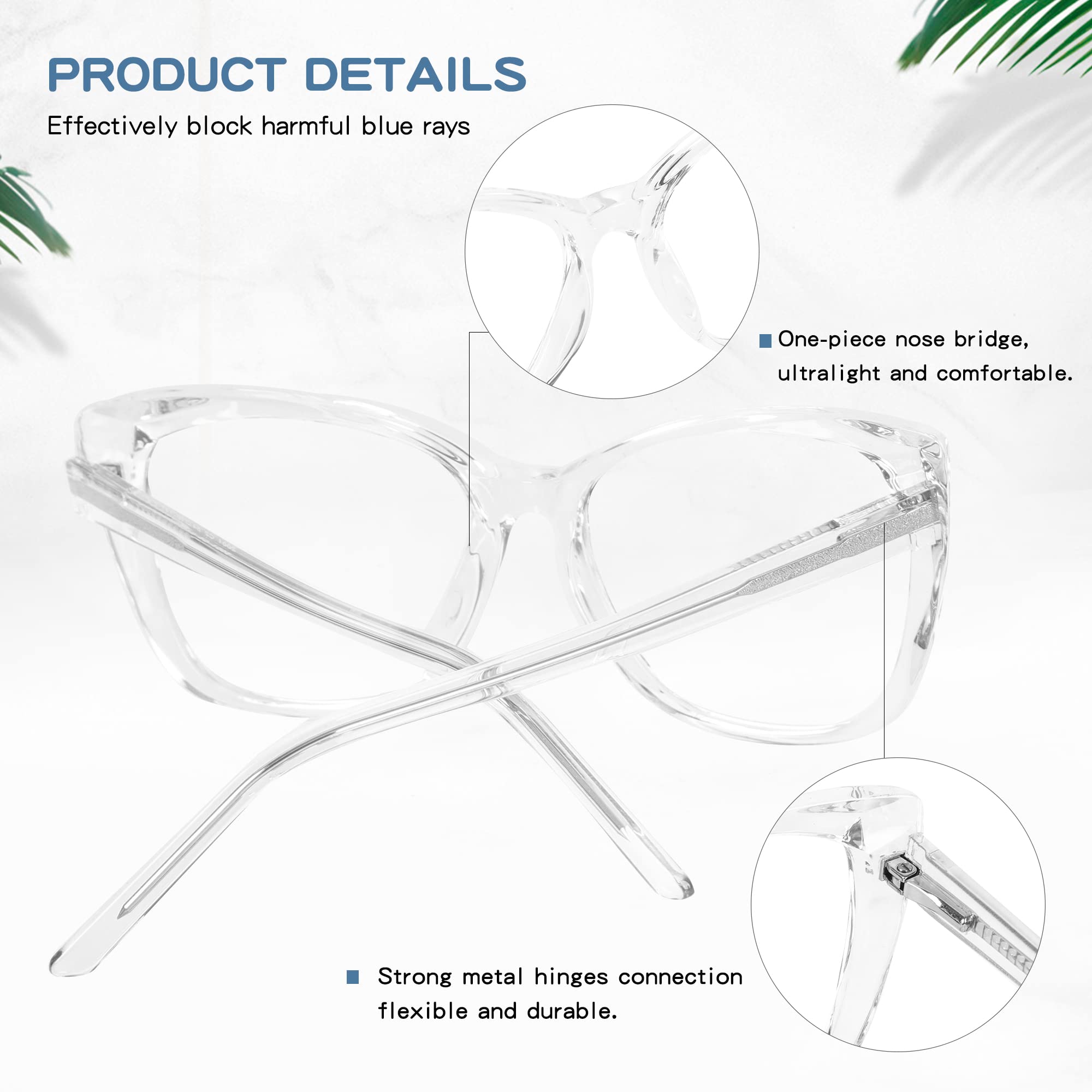 AICTATH Blue Light Blocking Glasses for Women Filter Blue Ray Lens Ultralight TR90 Computer Eyewear Anti Eyestrain UV Glare (Crystal Frame)