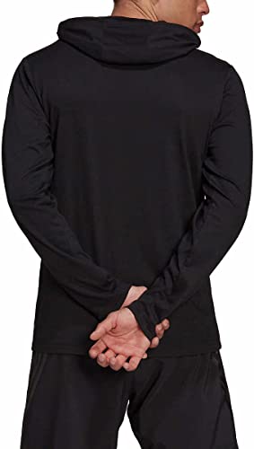 adidas Mens Lightweight Pullover Hoodie T-Shirt (X-Large, Black/White)