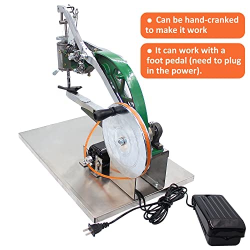 ColouredPeas 2021 Cobbler Sewing Machine 110V 250W Motor with Stainless Steel Base Eletrical and Manual Sets Leather Sewing Machine for Leather/Shoes/Bags/Clothes/Quilts/Coats/Trousers(Green)…