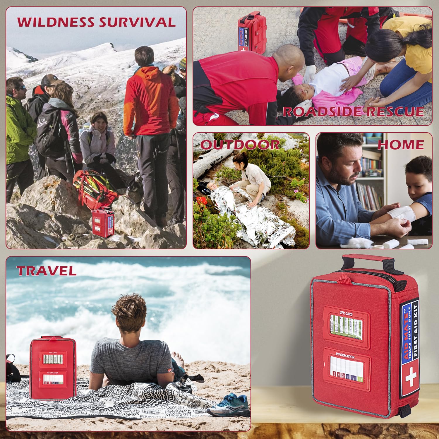 AID MATE Pro First Aid Kit with Molle System Portable Emergency Survival Kits Trauma Medical Kit for Home, Office, Car, Outdoor, Hiking, Travel, Campingā¦