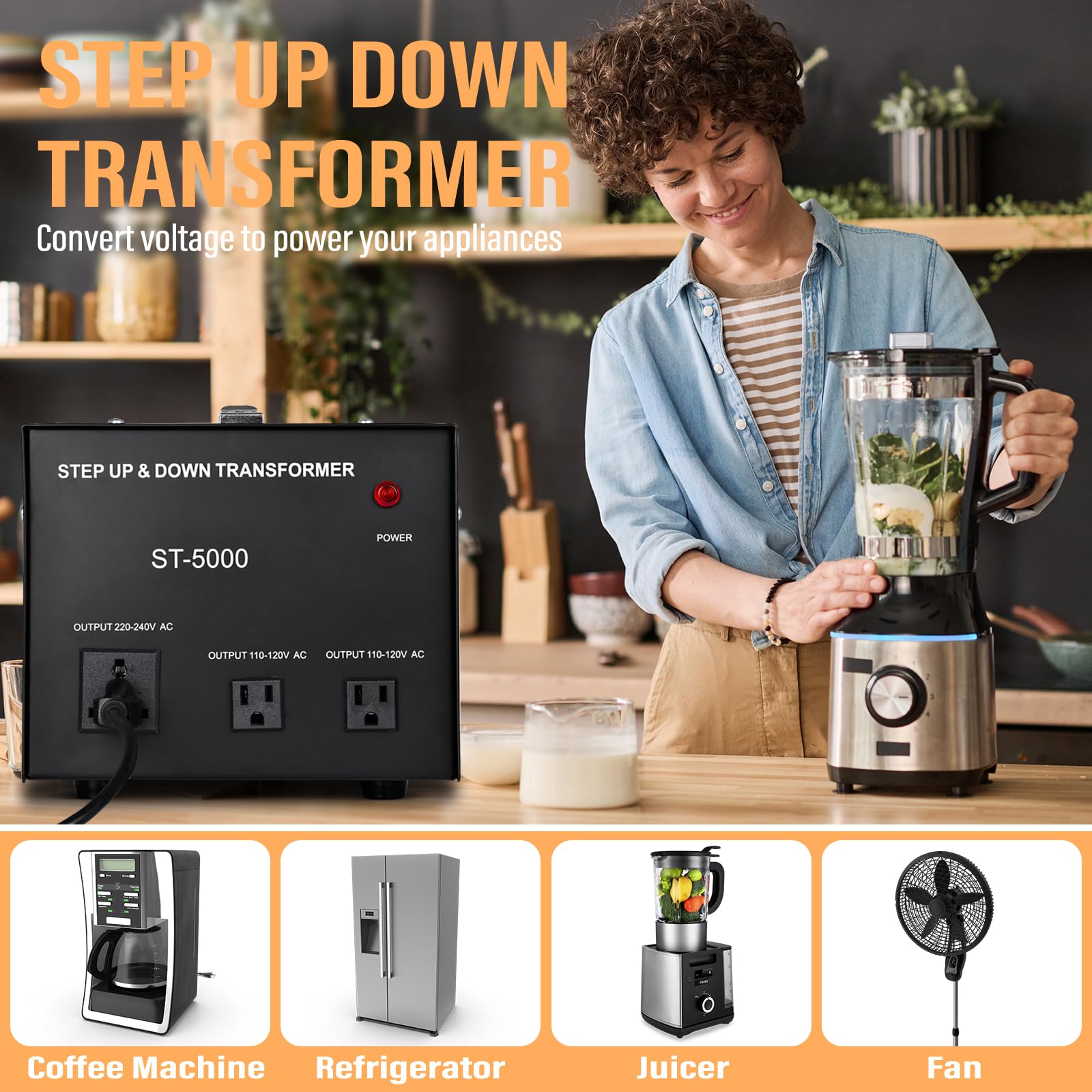 Yaeccc Voltage Converter Transformer, Step Up/Down (220V to 110V, 110V to 220V) - Efficient Power Conversion for International Travel and Home Use (5000W)
