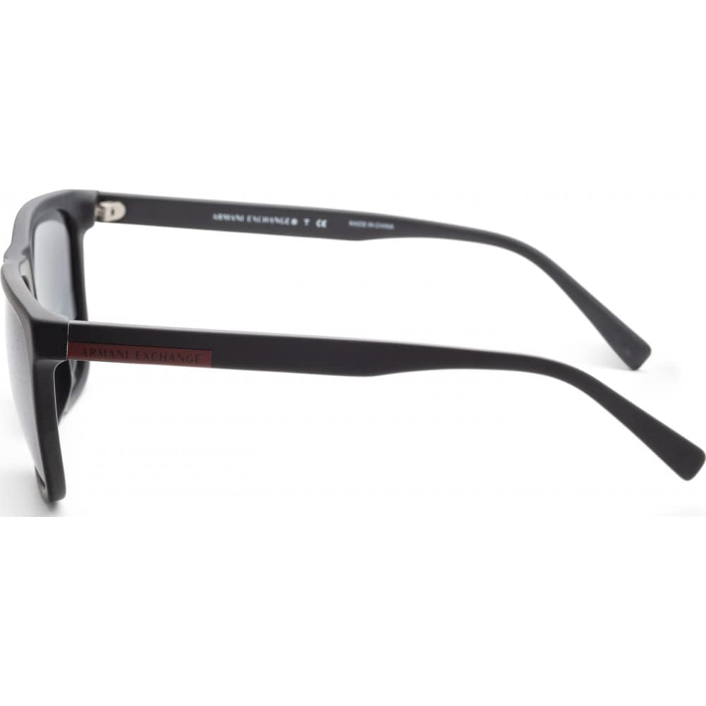 A|X ARMANI EXCHANGE Men's AX4080SF Low Bridge Fit Square Sunglasses, Matte Black/Light Grey Mirrored/Black, 57 mm