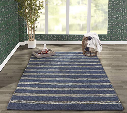 Novogratz by Momeni Montauk 100% Jute Hand Woven Indoor Area Rug, 2'3" X 10', Navy
