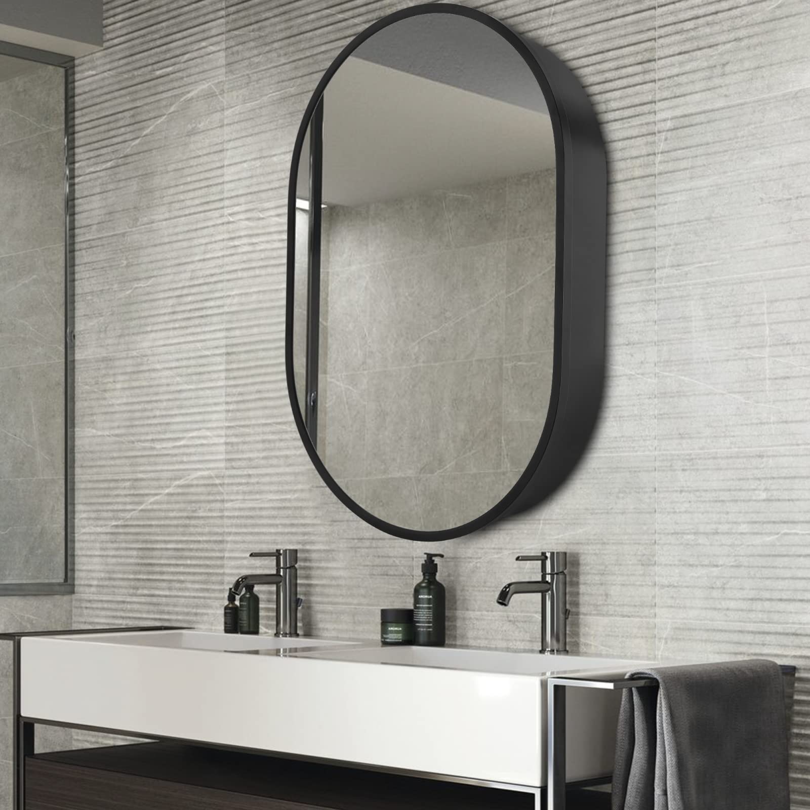 Movo 21 Inch x 31Inch Oval Medicine Cabinet Mirror Bathroom Wall Storage Cabinet Mirror Surface Mount Installation