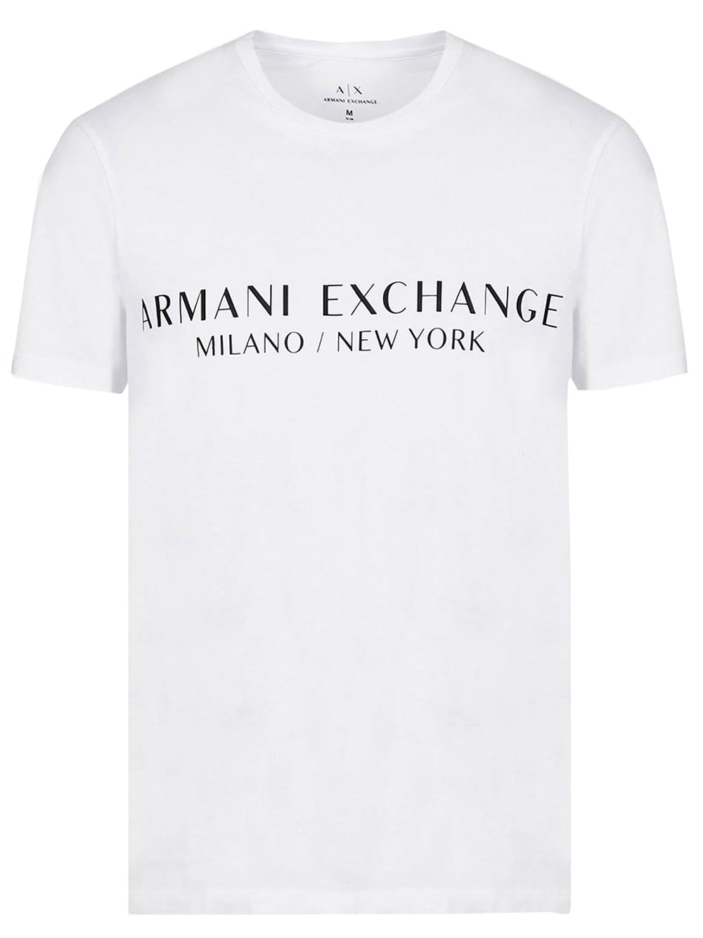 A|X ARMANI EXCHANGE Men's Short Sleeve Milan New York Logo Crew Neck T-Shirt, White, L