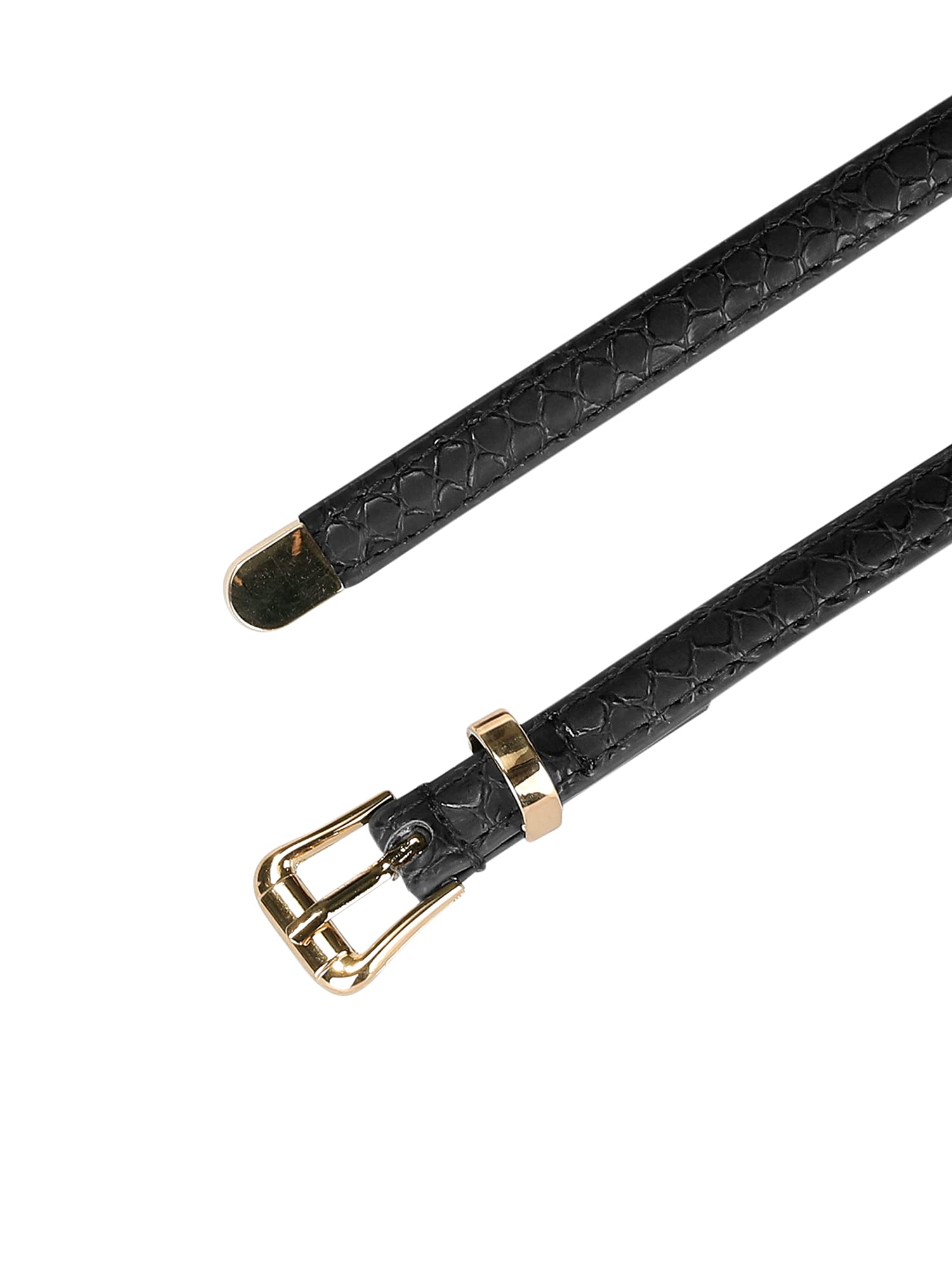 Allegra K Womens Skinny Embossed Leather Belts Alloy Pin Buckle Belt for Jeans Dresses Pants 104cm/41'' Black