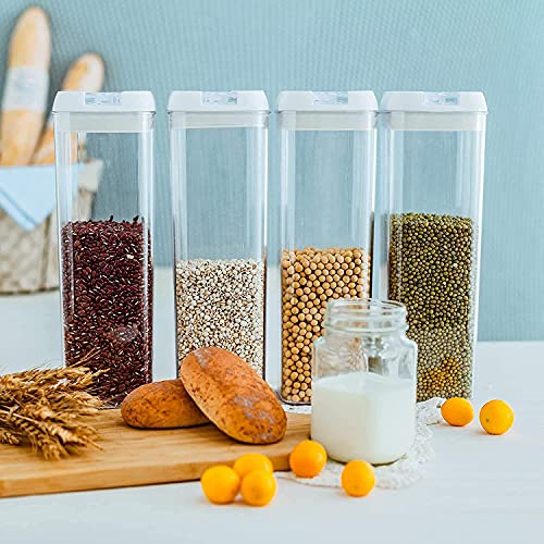 NUMYTON Airtight Food Storage Containers - 4Pcs - Pantry Organization and Storage- BPA-Free - Cereal Containers Storage Set - for Cereal, Corn Flakes, Pasta, Spaghetti, Sugar & Flour
