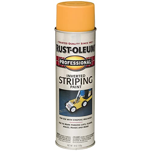 Rust-Oleum 2548838-6PK Professional Inverted Striping Spray Paint, 18 oz, Yellow, 6 Pack