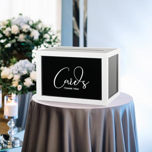 AW BRIDAL Black Acrylic Card Box,Wedding Card Box for Reception Decoration Box for Wedding Birthday Graduation,Gift Box for Cards