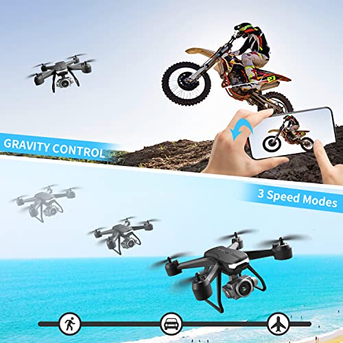 DRONEEYE 4DV14 Drone with Camera for Adults 1080P,FPV HD Live Video RC Quadcopter for Kids Beginners Toys,Altitude Hold,Gravity Sensor,Trajectory Flight,3D Flip,Gesture Control, Voice Control,2 Batterys