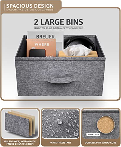 Sorbus Nightstand with 2 Drawers - Bedside Furniture End Table Night Stand - Steel Frame, Wood Top & Easy Pull Modern Print Fabric Bins - Small Dresser & Chest for Home, Bedroom Accessories & Office