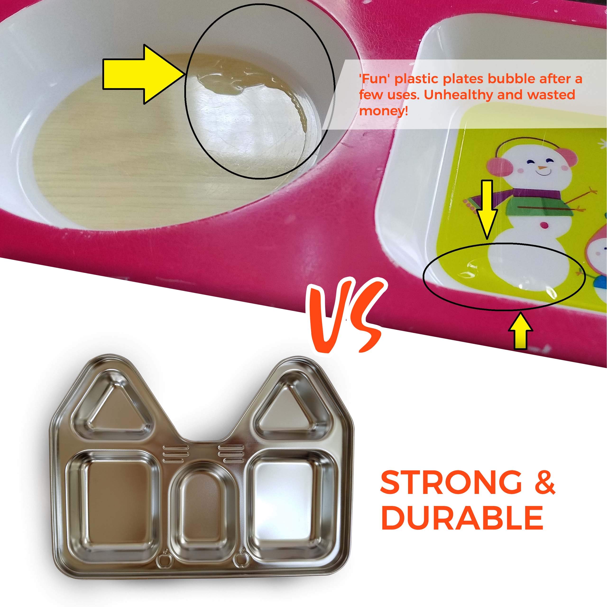 Kids Stainless Steel Section Plates